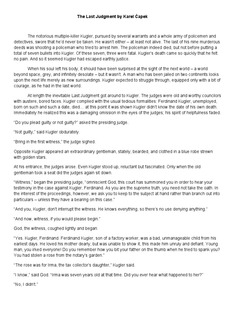 The Last Judgment by Karel Apek | PDF