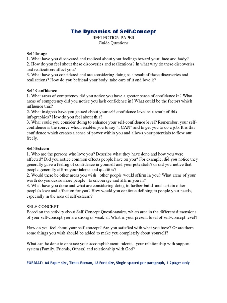Self-Concept Reflection Guide | PDF