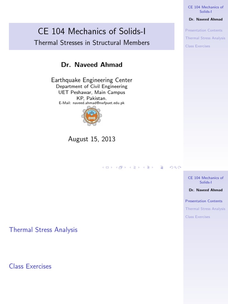 Thermal Stresses | PDF | Stress (Mechanics) | Stress–Strain Analysis