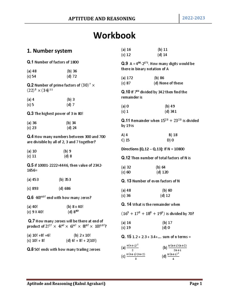 Aptitude Workbook | PDF | Speed | Interest