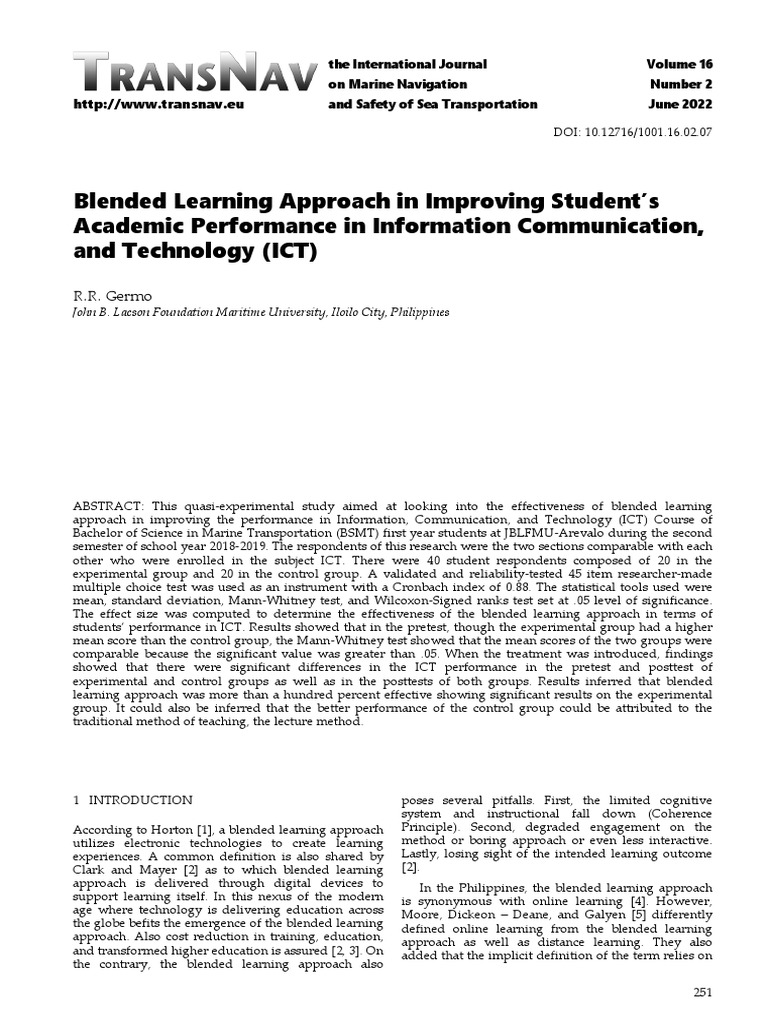Blended Learning Approach in Improving Student's Academic Performance in Information ...