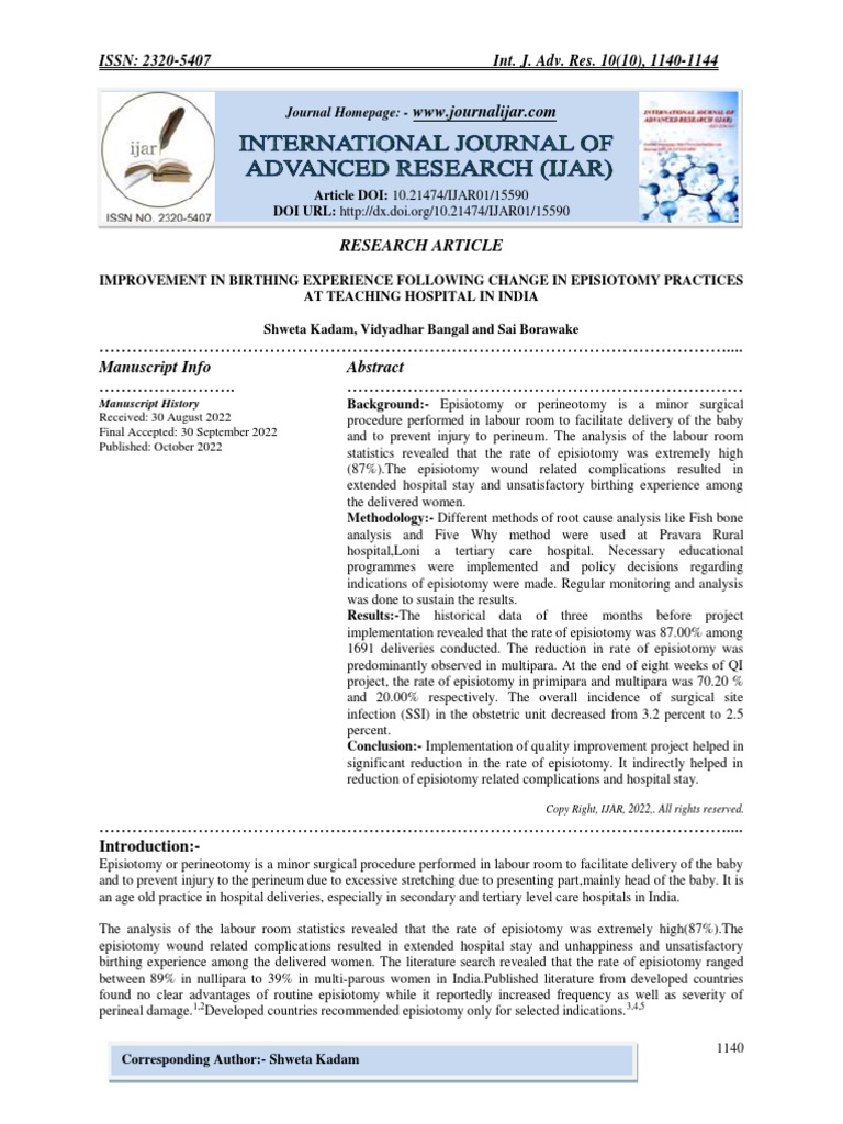 Improvement in Birthing Experience Following Change in Episiotomy ...