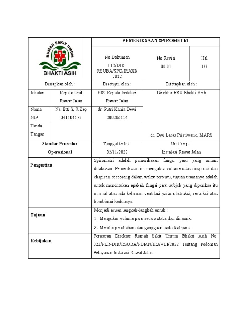 Pemeriksaan Spirometri | PDF | Sains & Matematika