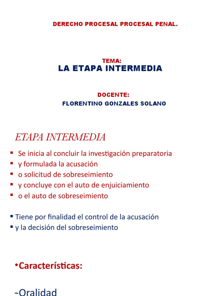 Etapa Intermedia | PDF | Derecho penal | Ley procesal