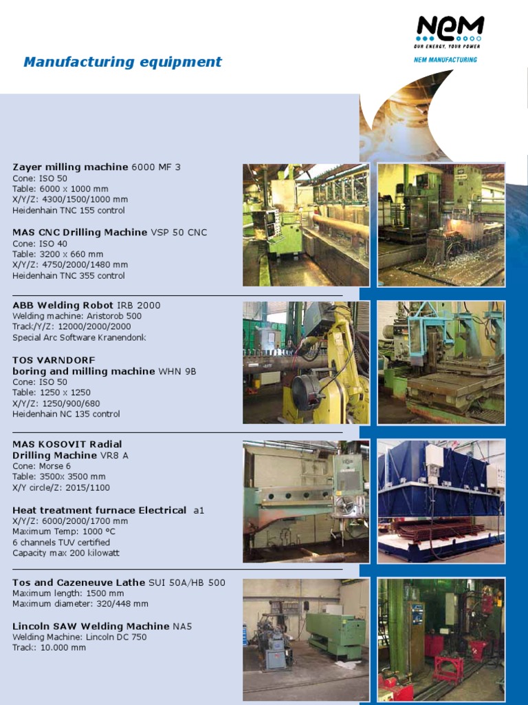 Industrial Manufacturing Equipment List | PDF