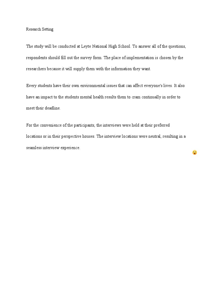 Example of Research Setting | PDF