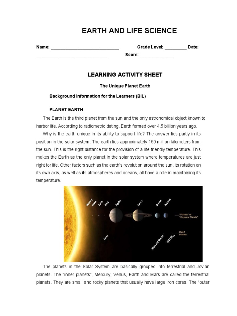 Earth and Life Science Module 1 | PDF | Earth | Atmosphere