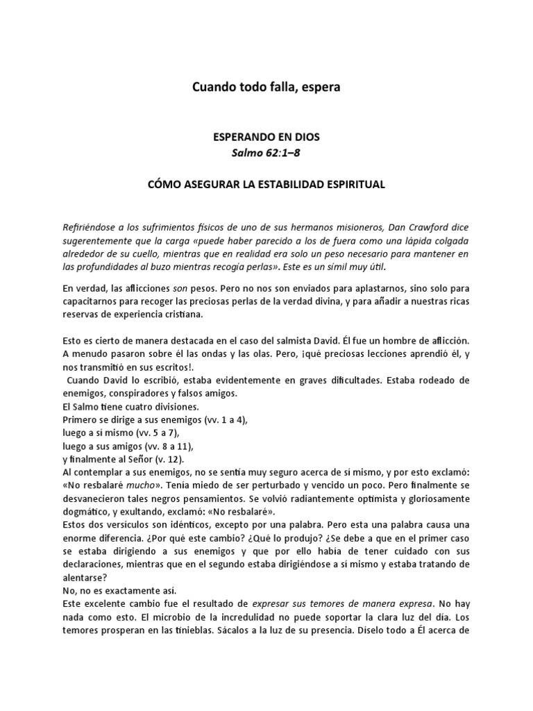 Cuando Todo Falla Salmo 62 | PDF