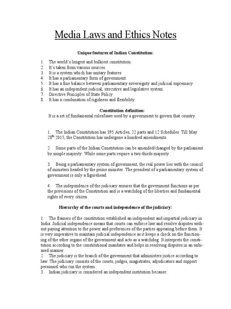 Media Laws and Ethics Notes | PDF | Defamation | Copyright