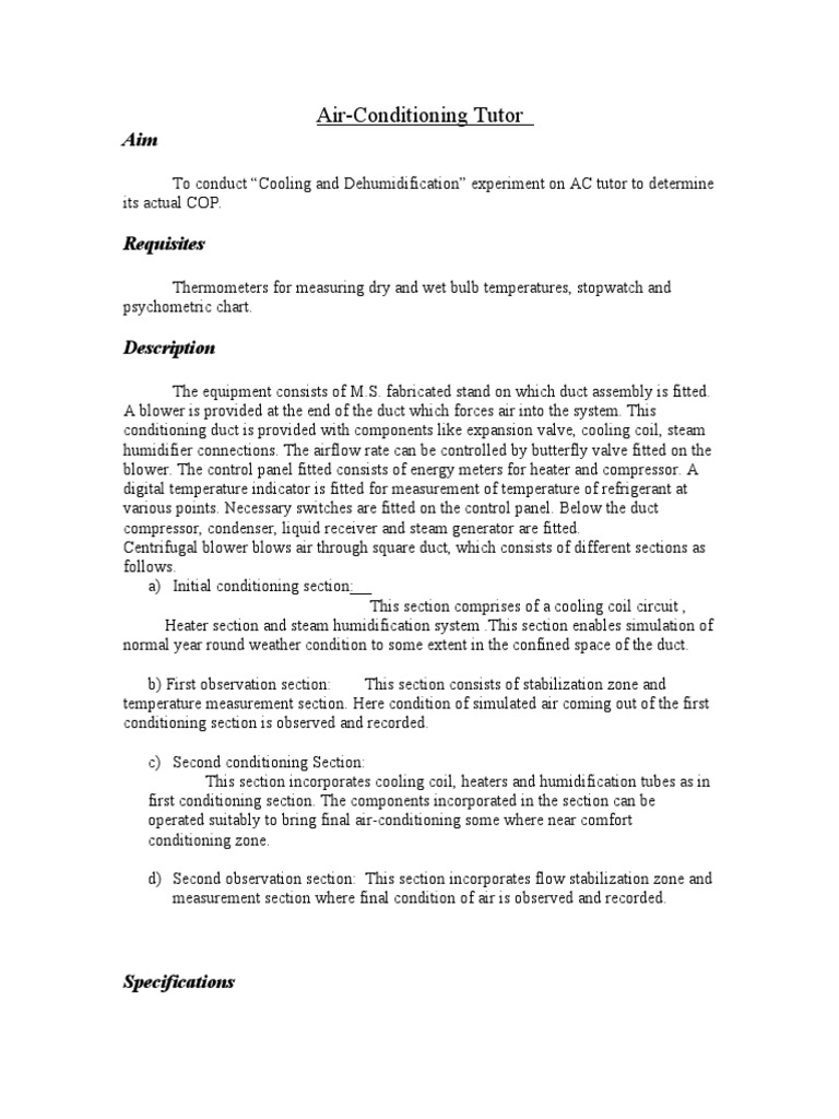 AC Tutor1 | PDF | Air Conditioning | Enthalpy