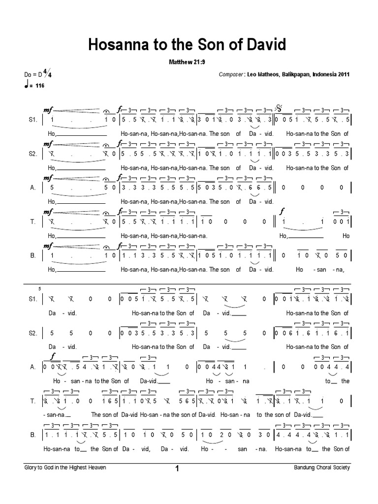 SATB - Leo Matheos - Hosanna To The Son of David | PDF