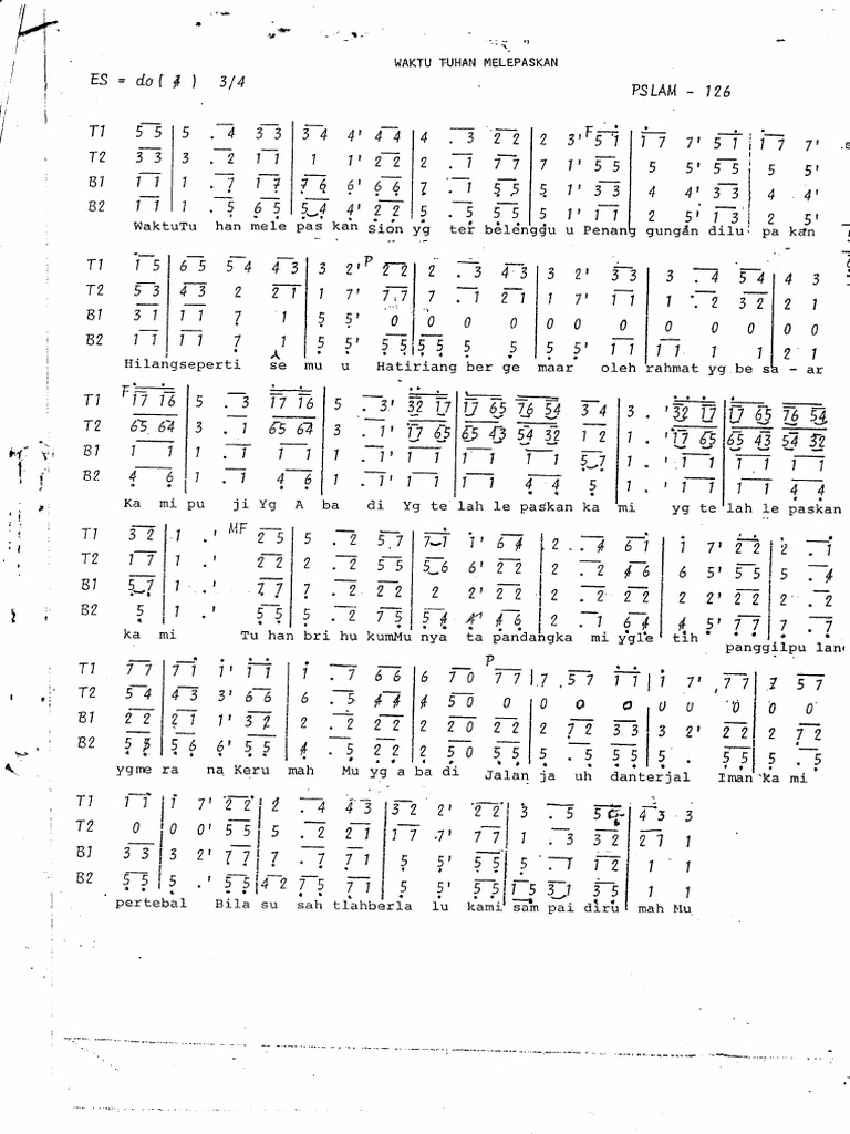 SATB - Waktu Tuhan Melepaskan - Maz 126 | PDF