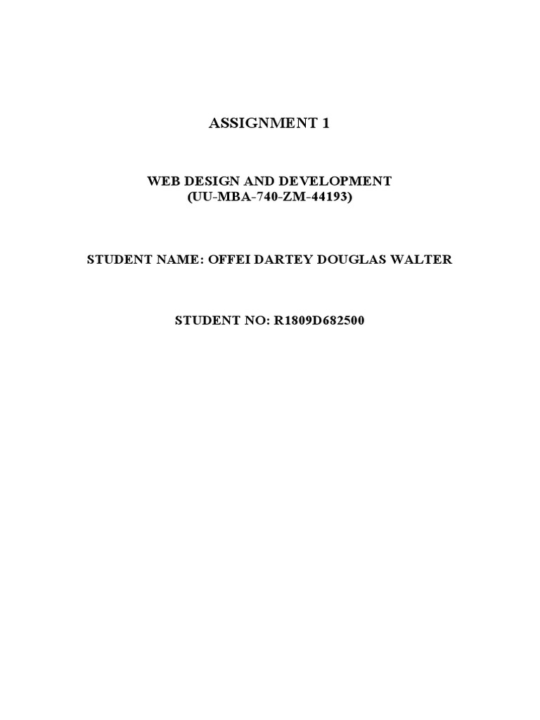 Web Design and Development Assignment 1 | PDF | Word Press | Websites