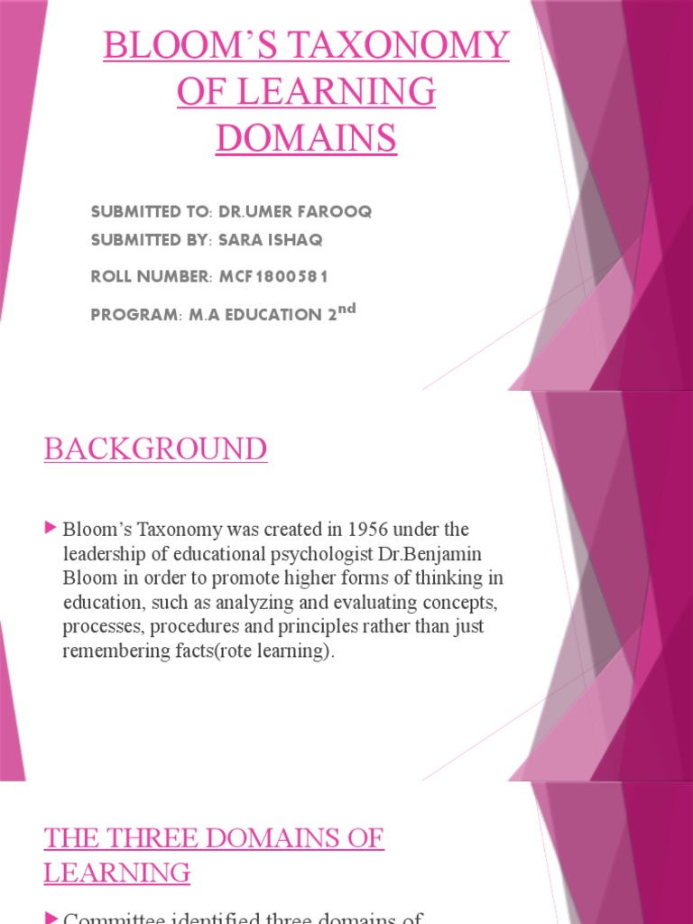 Bloom's Taxonomy Learning Domains | PDF | Learning | Psychology
