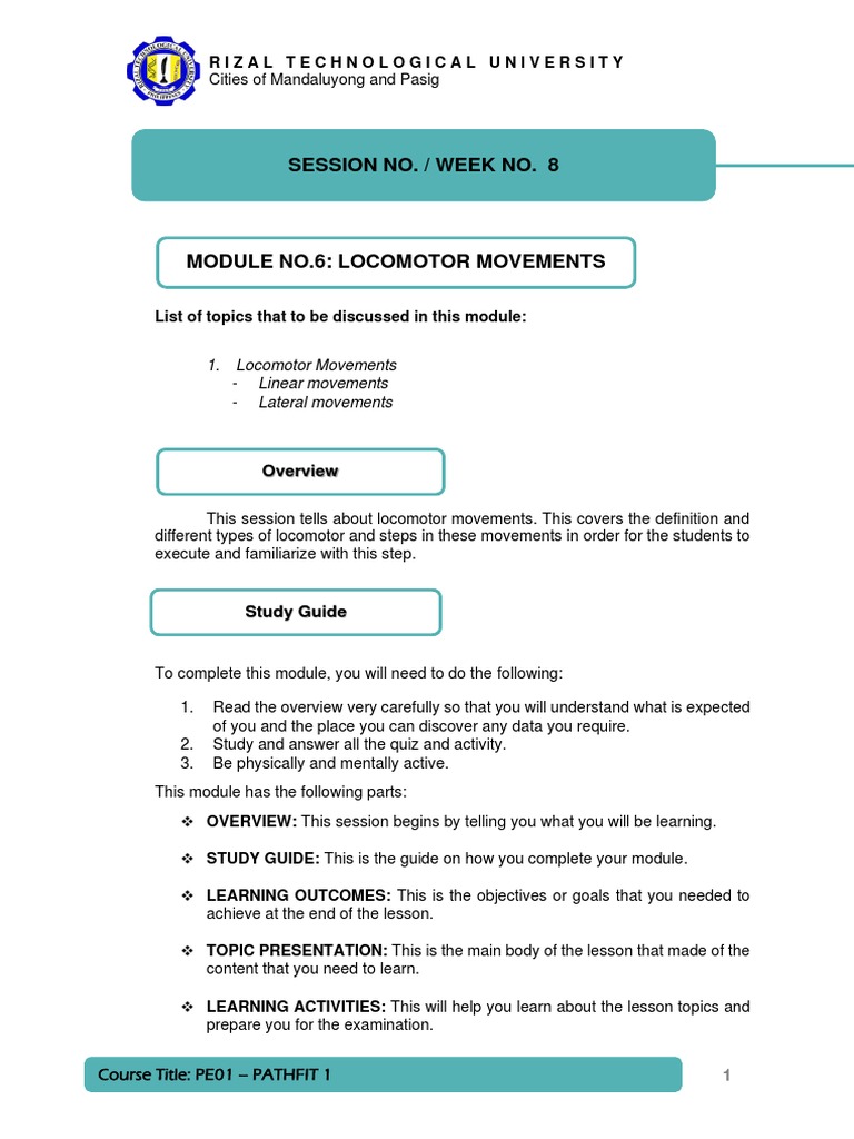Module No.6 Locomotor Movements | PDF | Foot | Anatomical Terms Of Motion