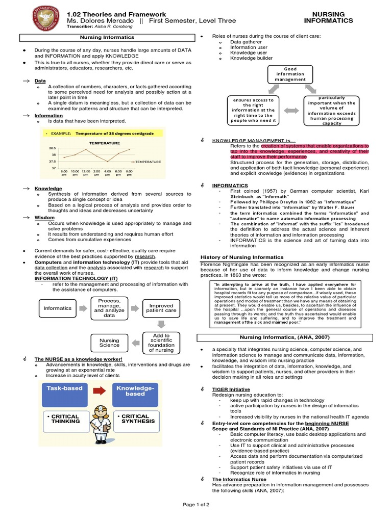 NURSING INFORMATICS - Theories & Framework | Download Free PDF ...