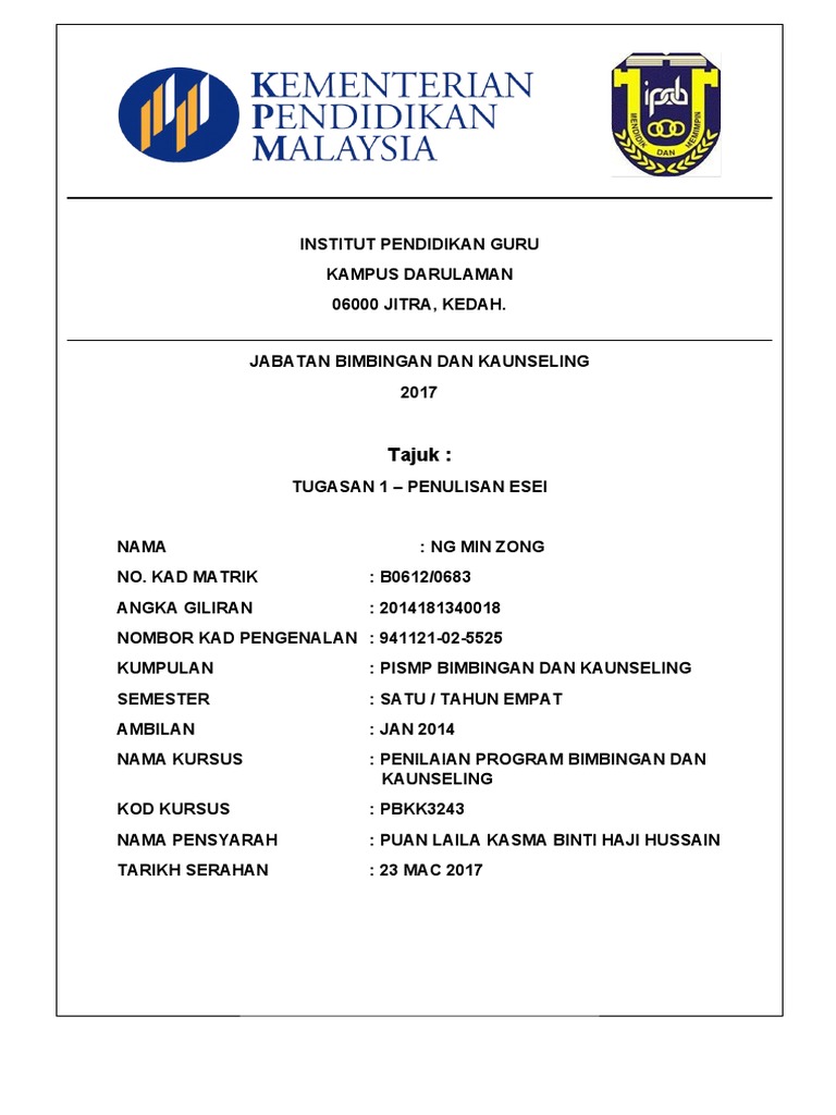 NG MIN ZONG - Tugasan 1 Penilaian Program | PDF