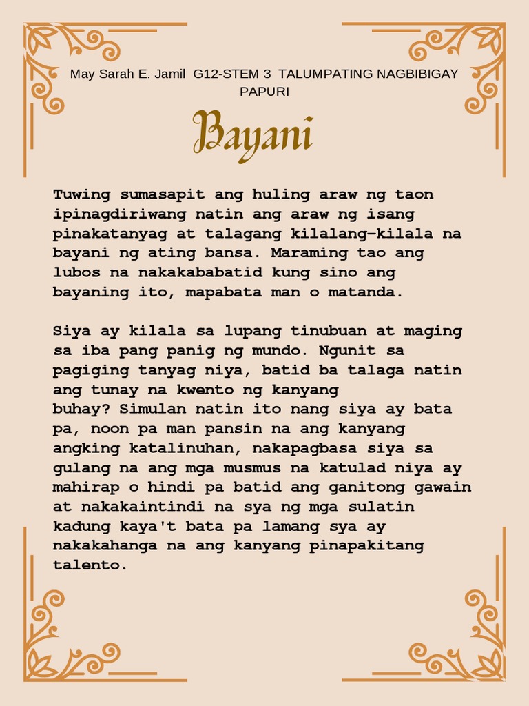Talumpating Nagbibigay Papuri | PDF