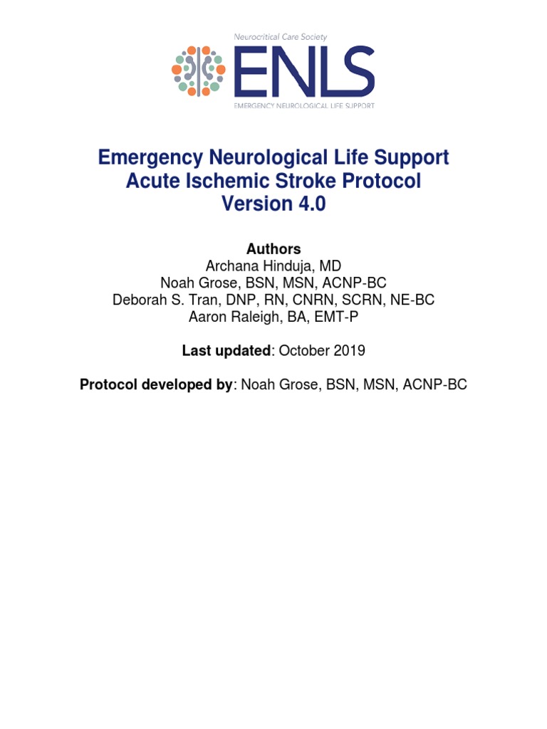 ENLS Acute Ischemic Stroke Protokol | PDF | Stroke | Ischemia