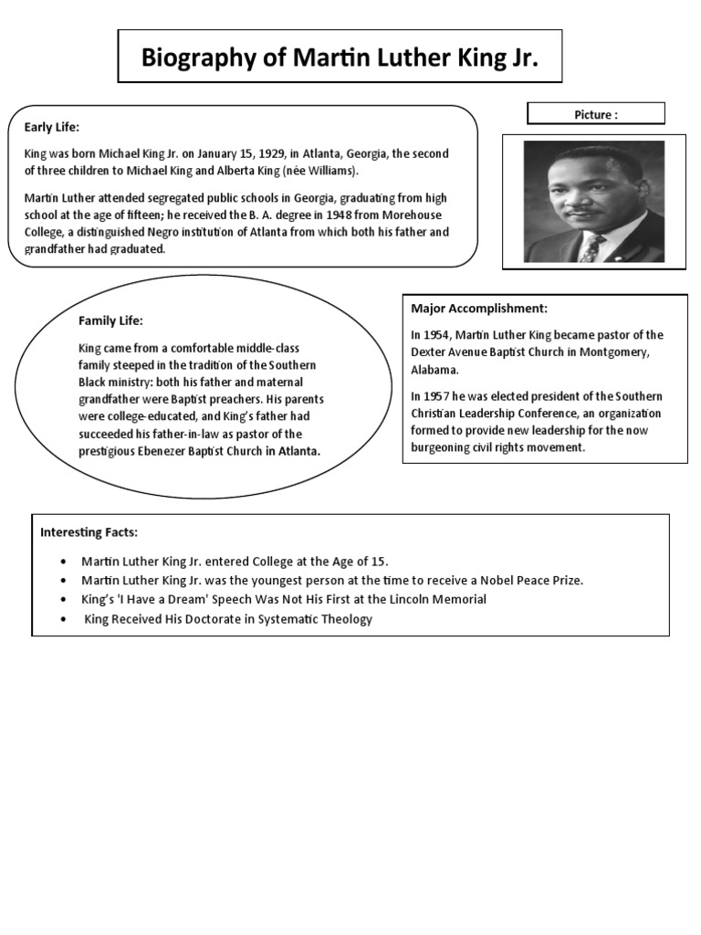 Martin Luther King Jr. Biography Overview | PDF