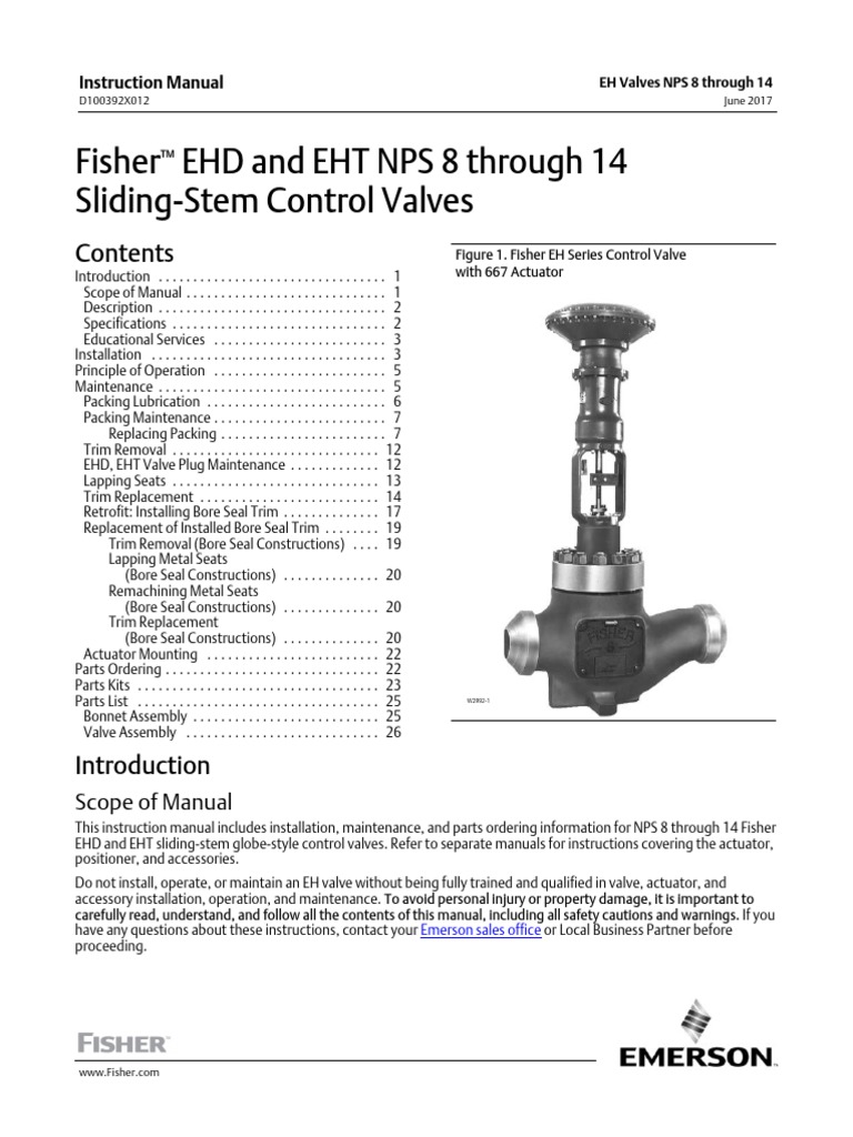 Instruction Manual Fisher Ehd Eht Nps 8 Through 14 Sliding Stem Control ...