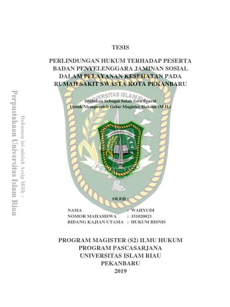 Contoh Tesis Hukum Kesehtan UHT | PDF