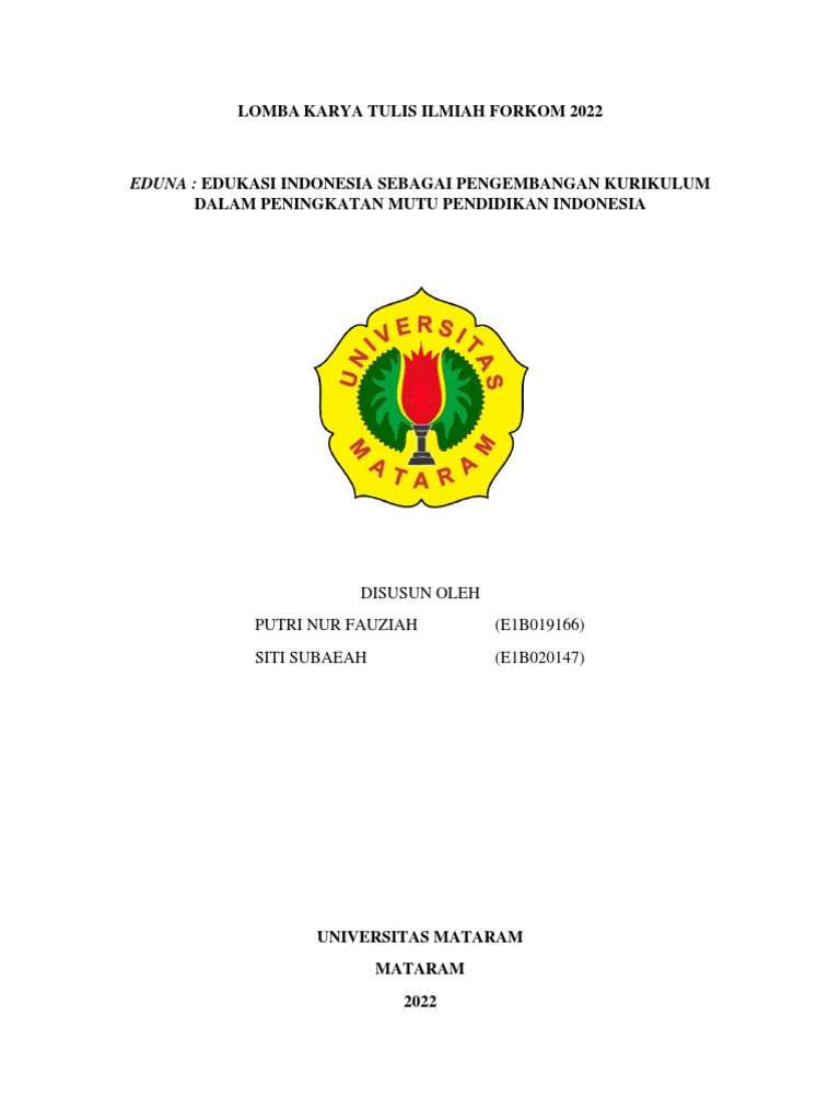 Kti Forkom 2022-Eduna Edukasi Indonesia Sebagai Pengembangan Kurikulum | PDF