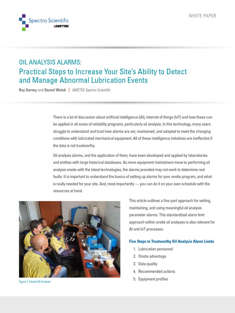Oil Analysis Alarms - Practical Steps To Increase Your Site's Ability ...