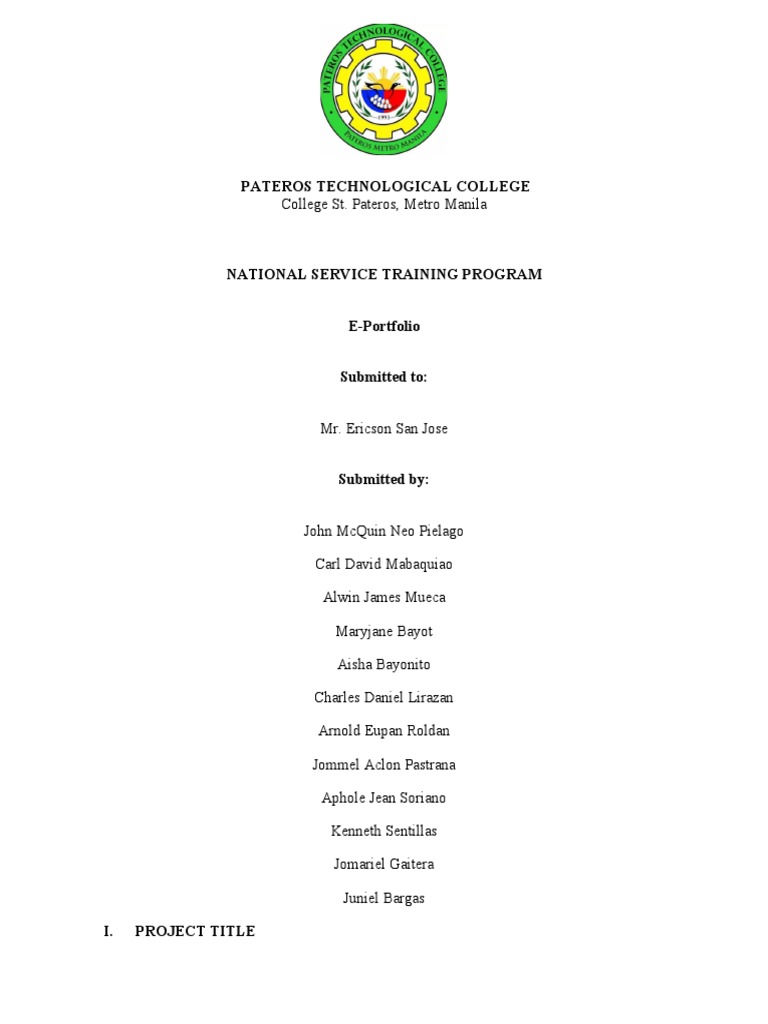 E-Portfolio - NSTP BSIT 2B Group 1 | PDF | Metro Manila | Makati