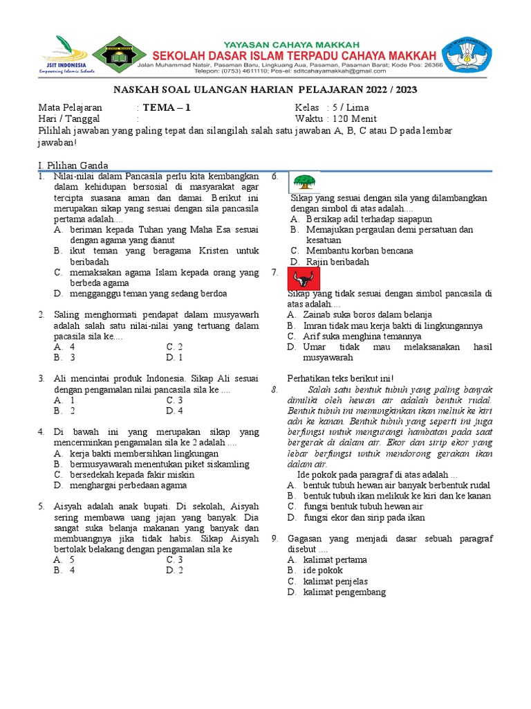 Naskah Soal Ulangan Akhir Semester Pelajaran 2022 | PDF | Perjalanan | Seni & Disiplin Bahasa