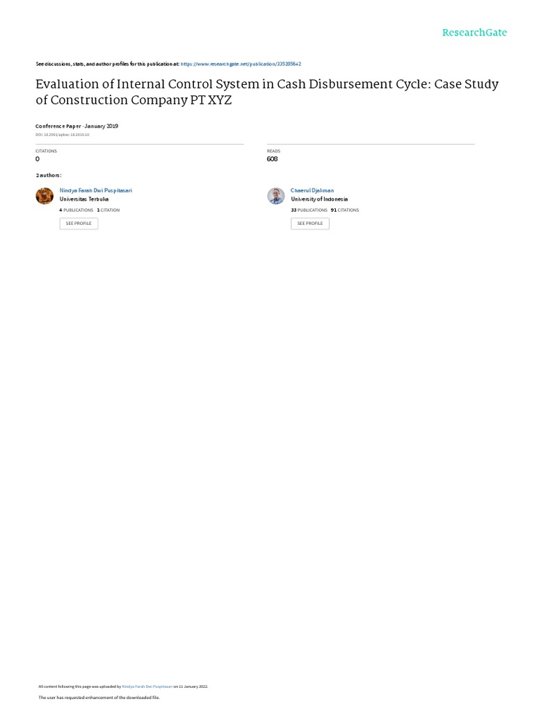 Evaluation of Internal Control System in Cash Disb | PDF | Internal ...