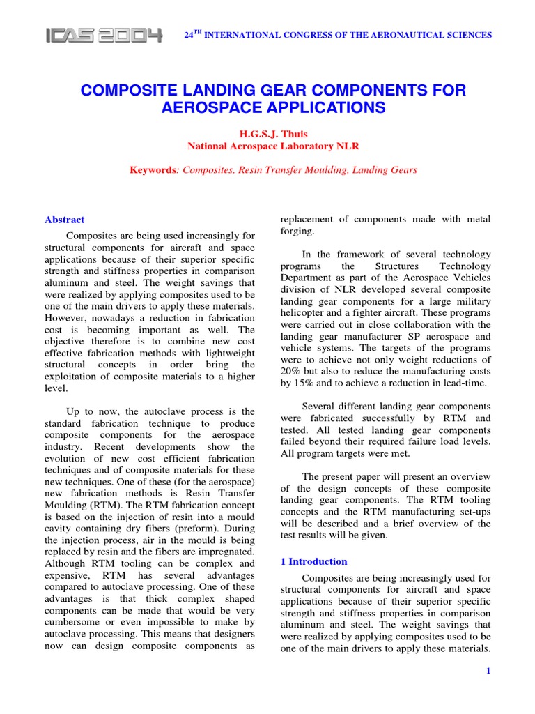 Composite Landing Gear Components For Aerospace Applications | PDF | Composite Material | Materials