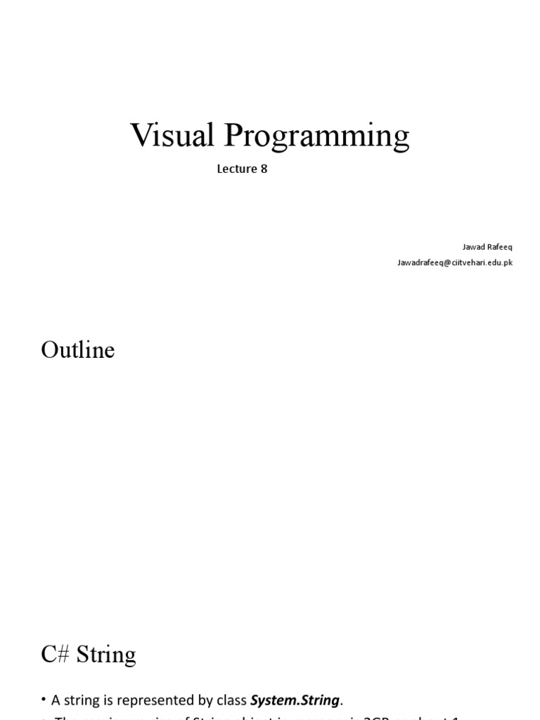 Lecture 8 Pdf String Computer Science Array Data Type 