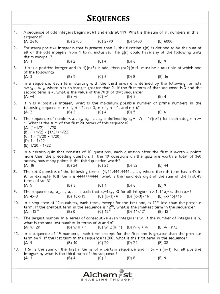 Sequences | PDF | Sequence | Numbers