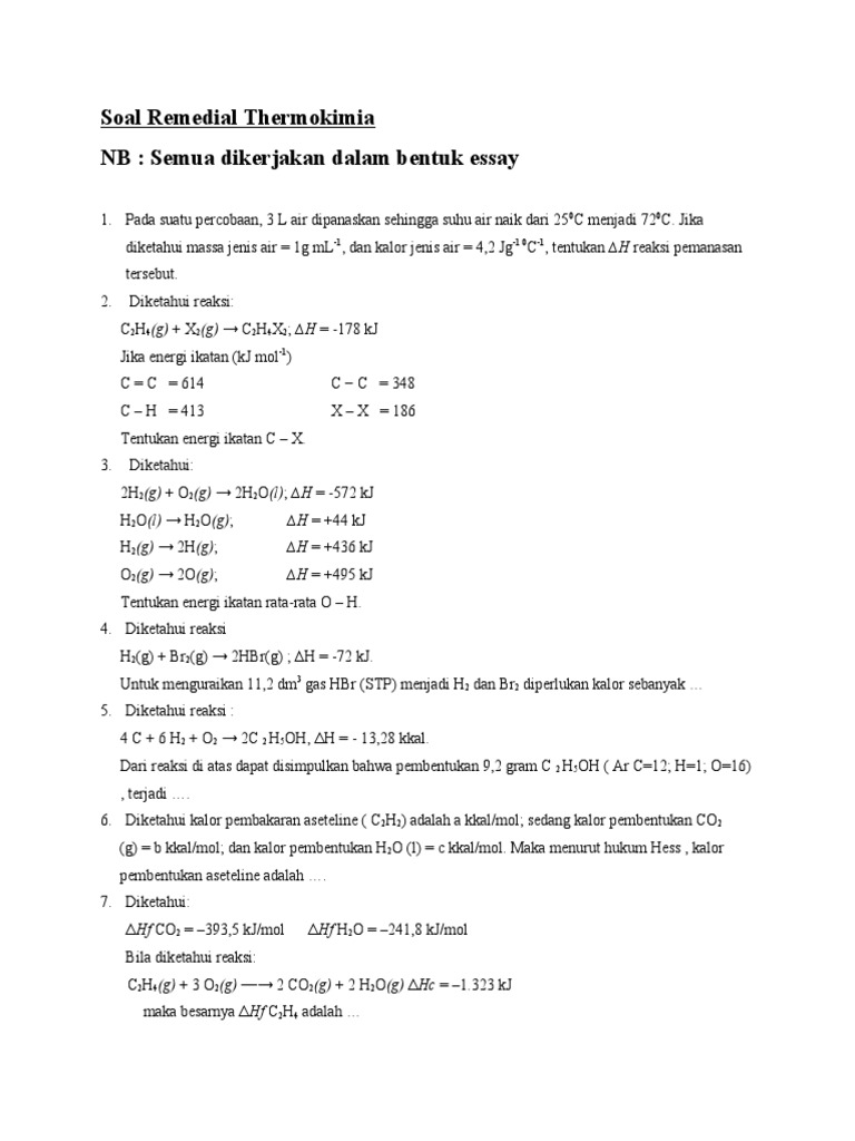 Soal Thermokimia untuk Siswa | PDF