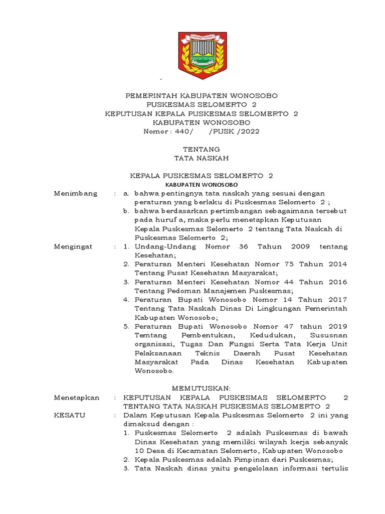 SK Tata Naskah Pusk2 2022 | PDF