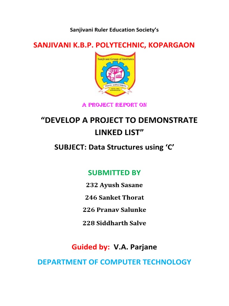 Dsu Microproject Linked List Ayush Sasane Pdf Pointer Computer Programming Array Data 
