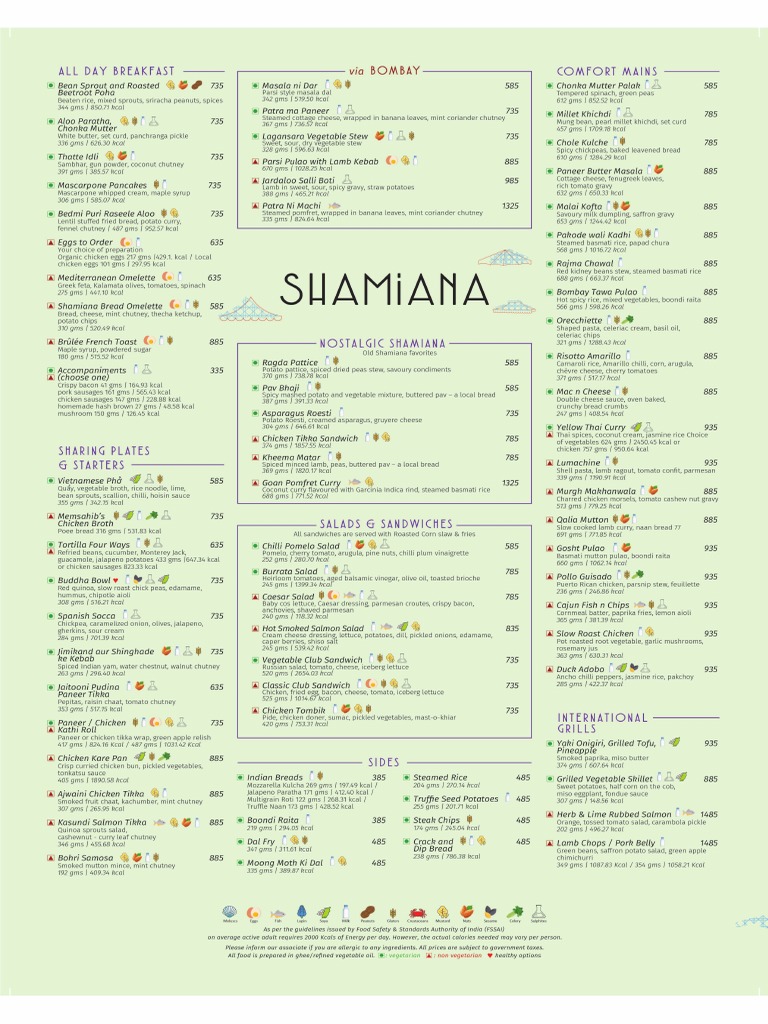 Shamiana Day Menu | PDF