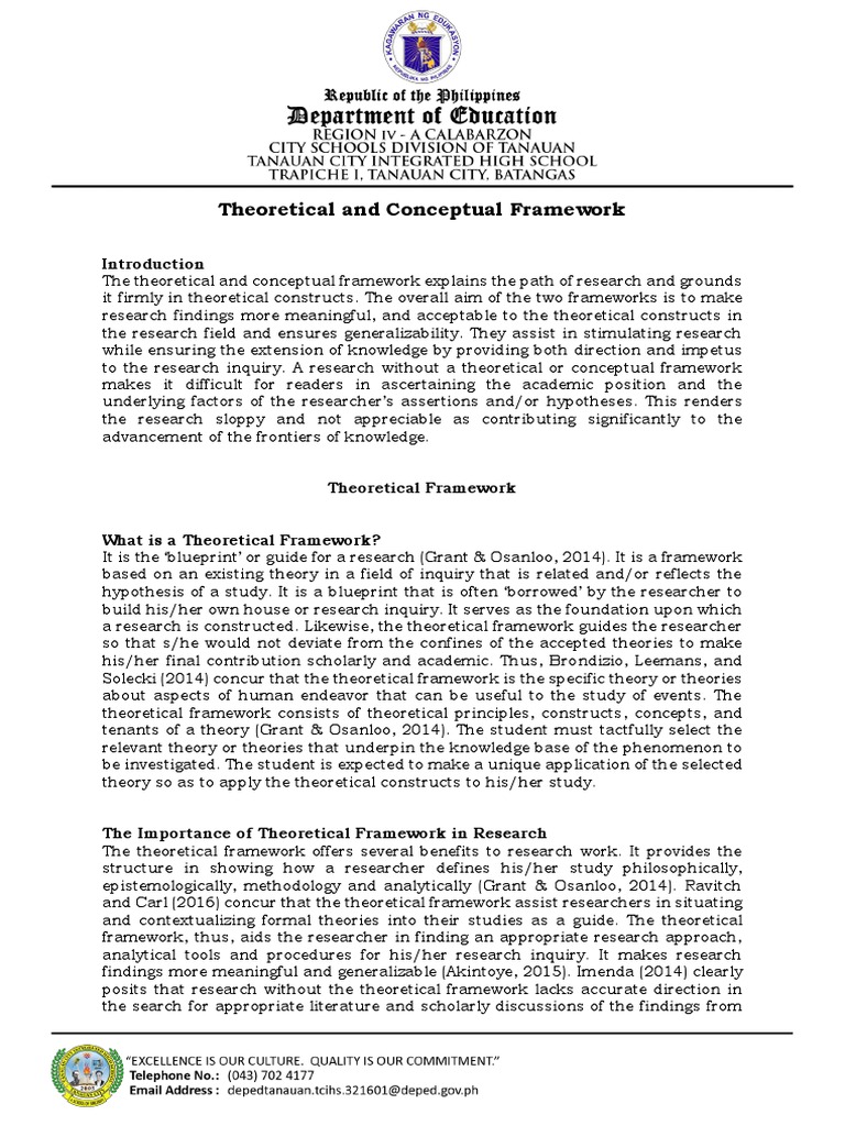 Theoretical and Conceptual Framework | PDF | Theory | Conceptual Model