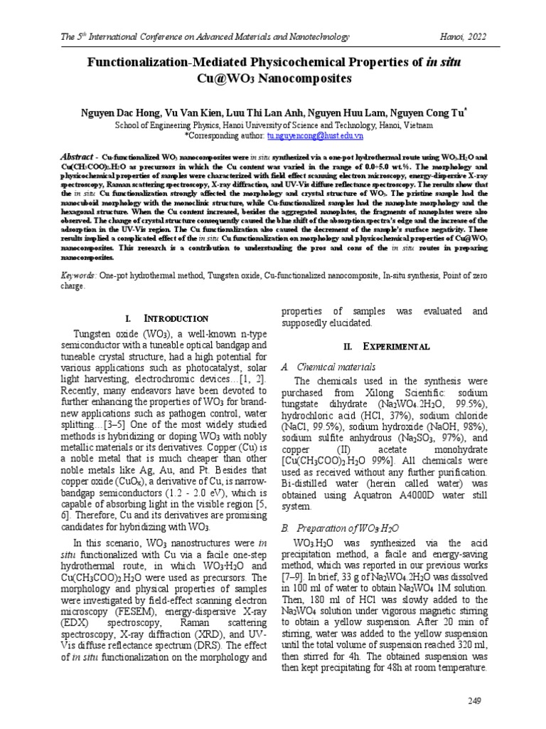 Functionalization-Mediated Physicochemical Properties of in | Download ...
