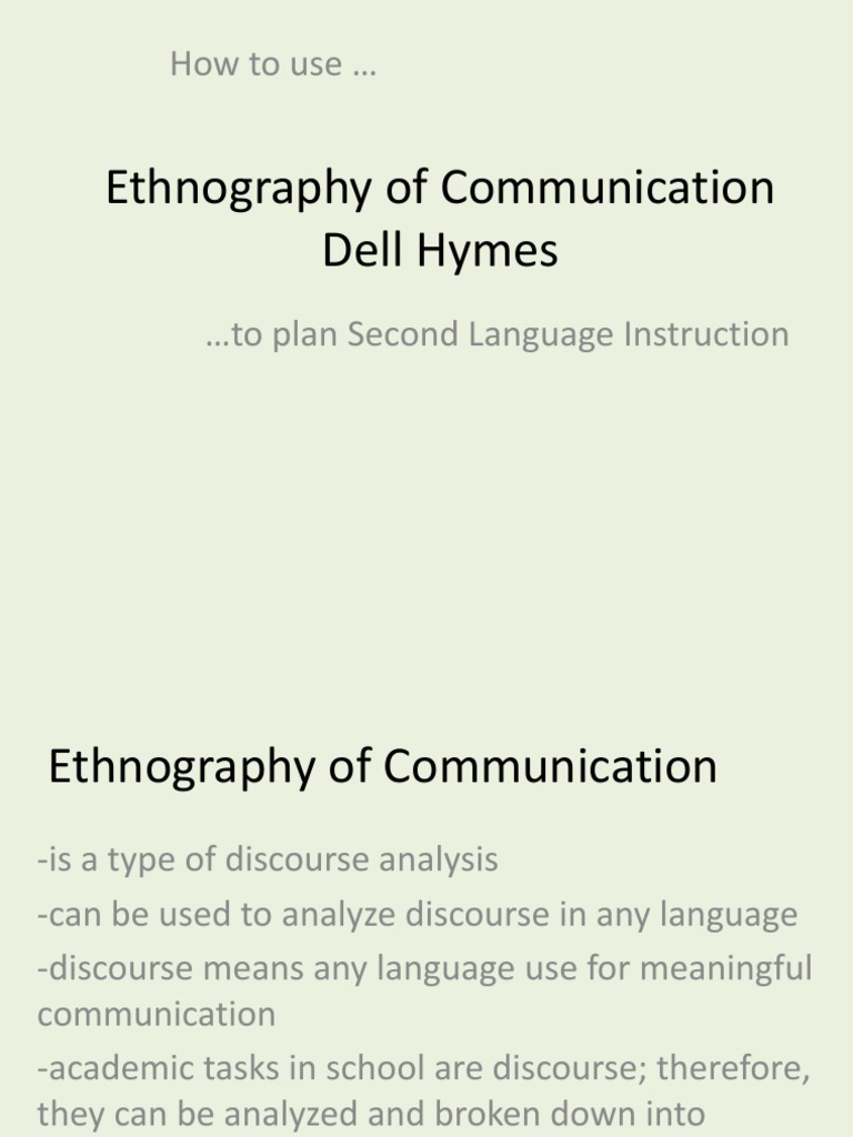 Ethnography of Communication | PDF | Communication | Linguistics