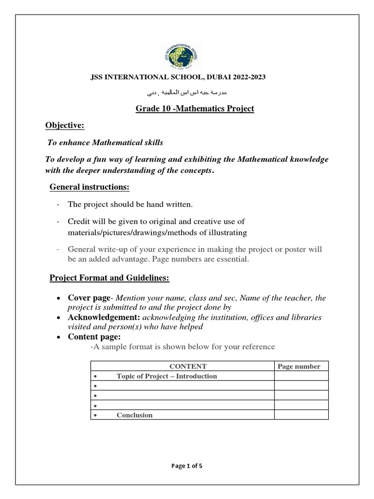 G10-Math Project (2022-2023) | PDF | Logic | Area