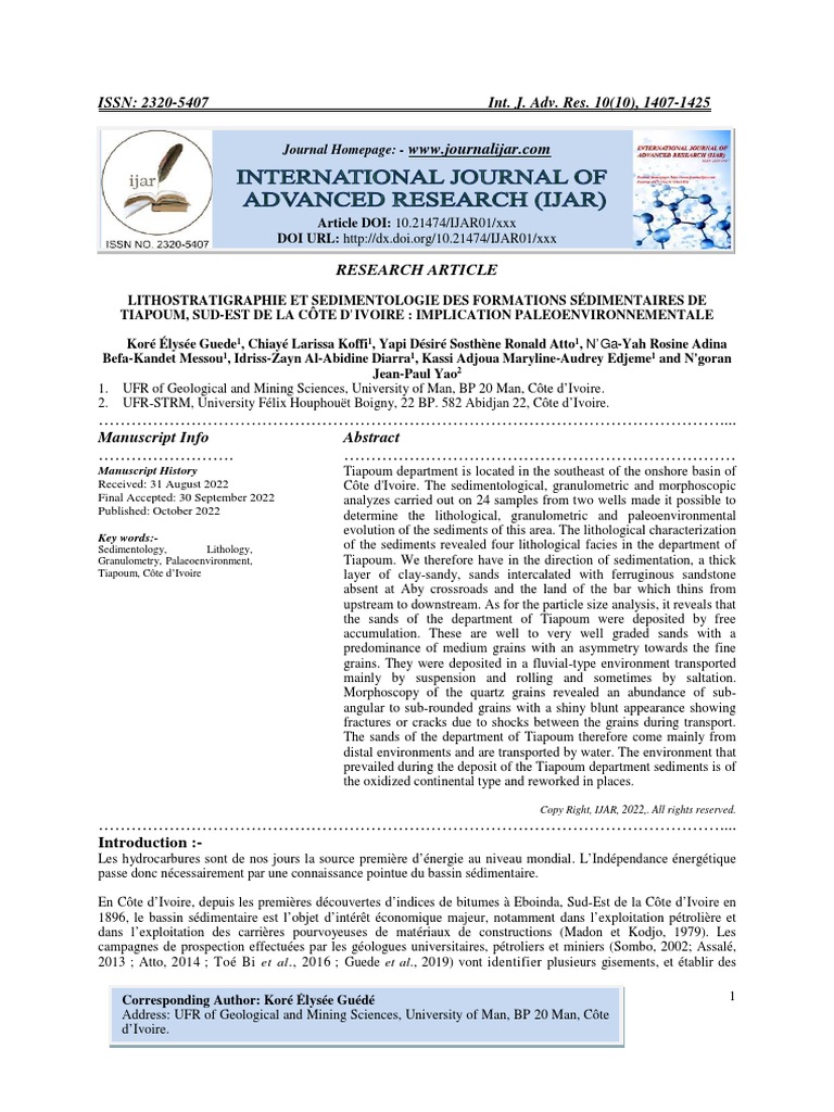 Lithostratigraphie Et Sedimentologie Des Formations Sedimentaires de ... Lithostratigraphie Et Sedimentologie Des Formations Sedimentaires de ...