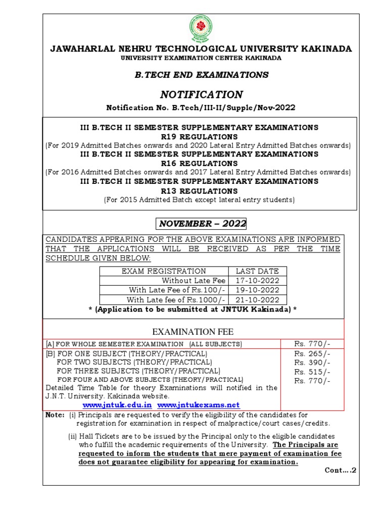 III B.Tech II Sem Supple NotificationNov 2022 | PDF III B.Tech II Sem Supple NotificationNov 2022 | PDF