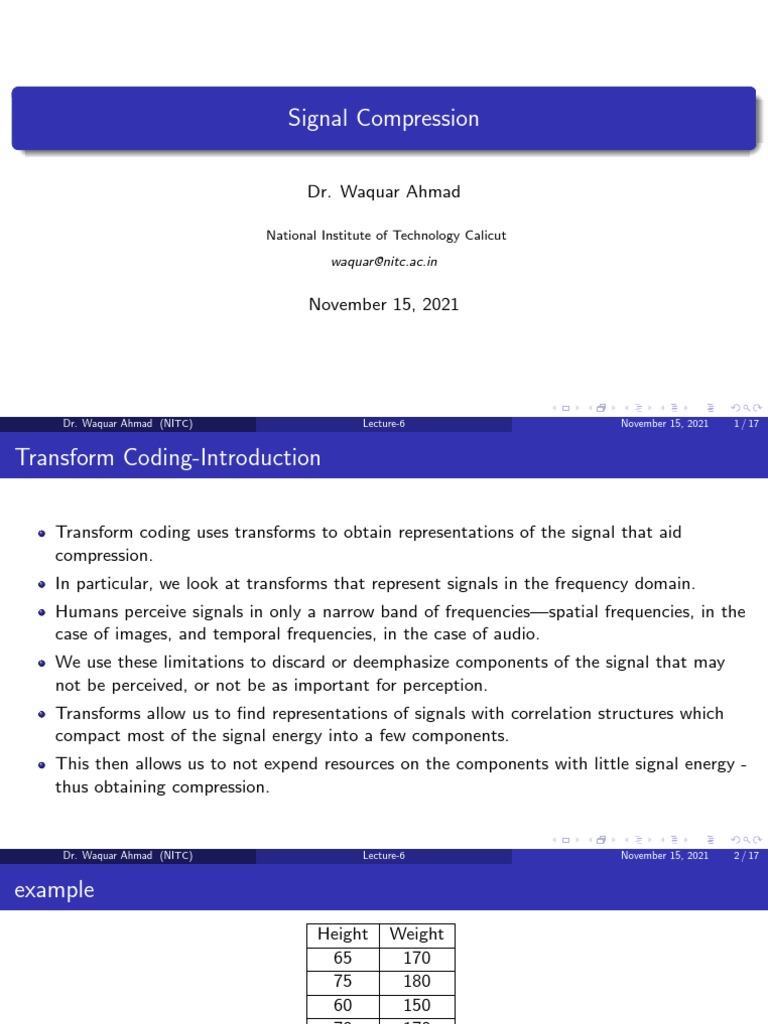 2 Transform Coding - KLT - Discriet | PDF | Discrete Fourier Transform | Matrix (Mathematics)