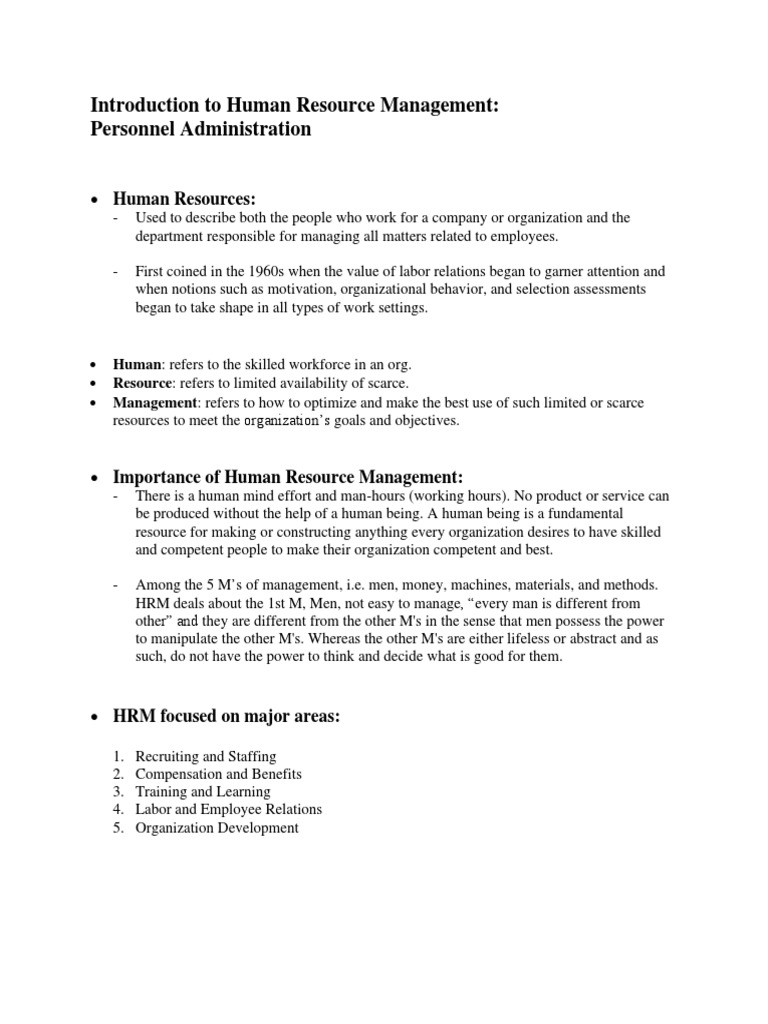 Human Resource Management Basics | PDF | Human Resource Management ...