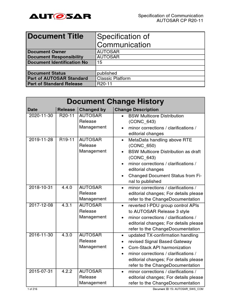 Autosar Sws Com | Download Free PDF | Component Object Model | Specification (Technical Standard)