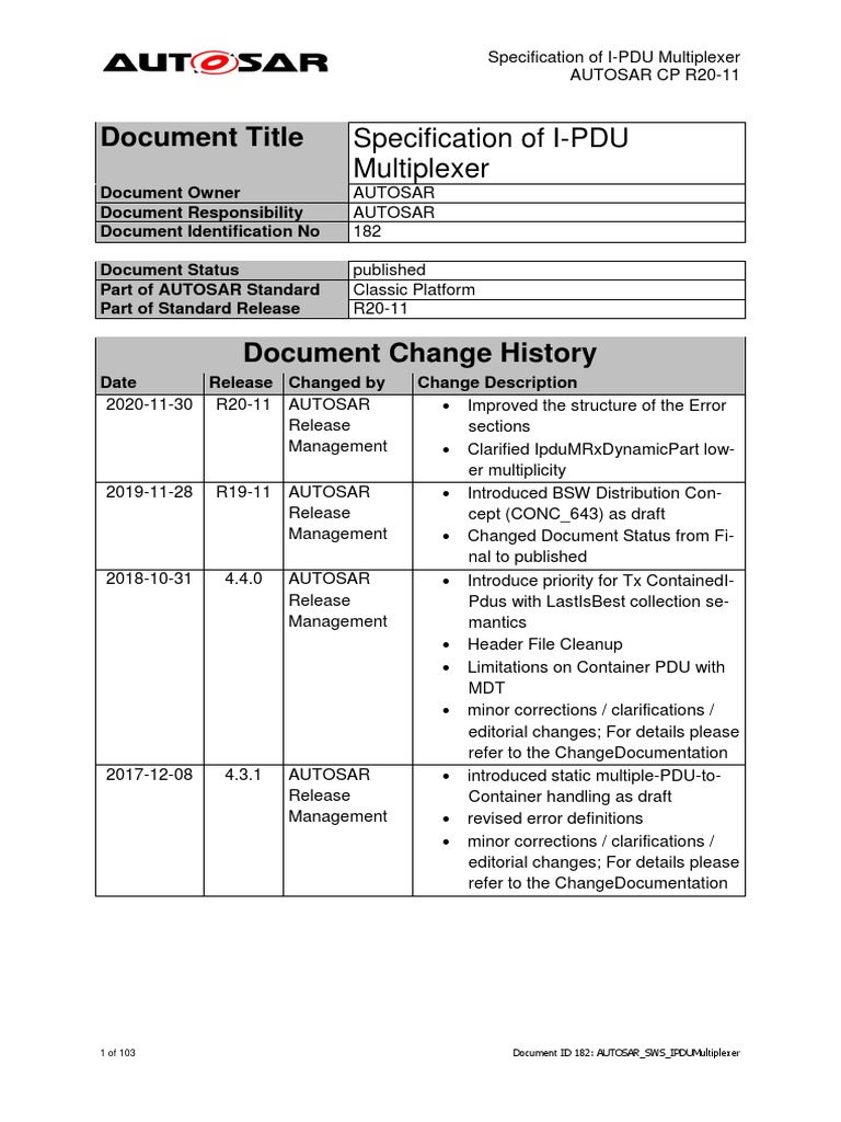 Autosar Sws Ipdumultiplexer | PDF | Specification (Technical Standard) | Component Object Model