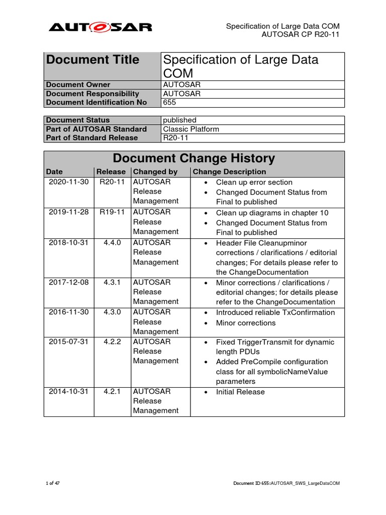 Autosar Sws Largedatacom | PDF | Component Object Model | Specification (Technical Standard)