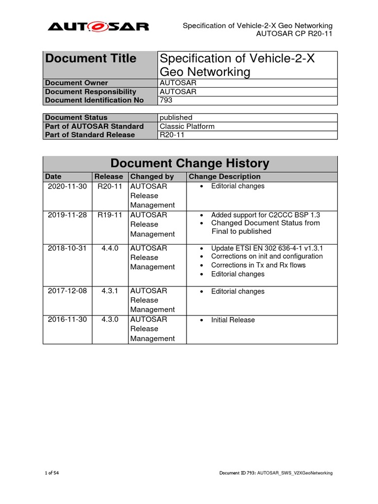 Autosar Sws V2xgeonetworking | PDF